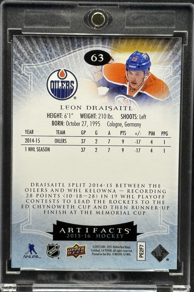 Leon Draisaitl RARE ROOKIE SILVER FOIL INVESTMENT CARD UPPER DECK ...