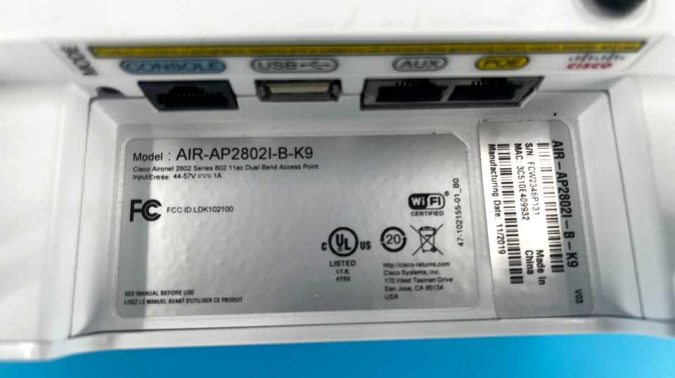 6 CISCO AIRONET 2802 SERIES 802.11AC ACCESS POINT AIR-AP2802I-B-K9 NO ...