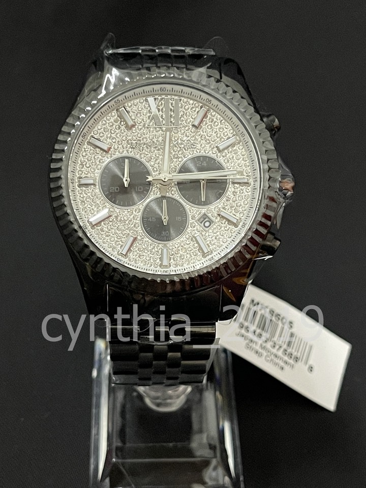 Michael Kors MK8605 Lexington Chronograph Silver Crystal Pave Dial Men ...
