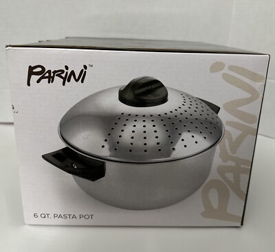 Pasta Pot Parini 6 QT Stainless Steel New In Box Pasta Strainer Lid | eBay