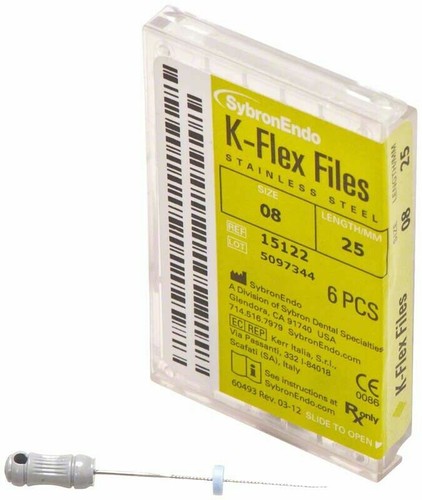Kerr Sybron Endo Dental 21mm-25mm Stainless Steel K-FLEX file 6-file/pk ...