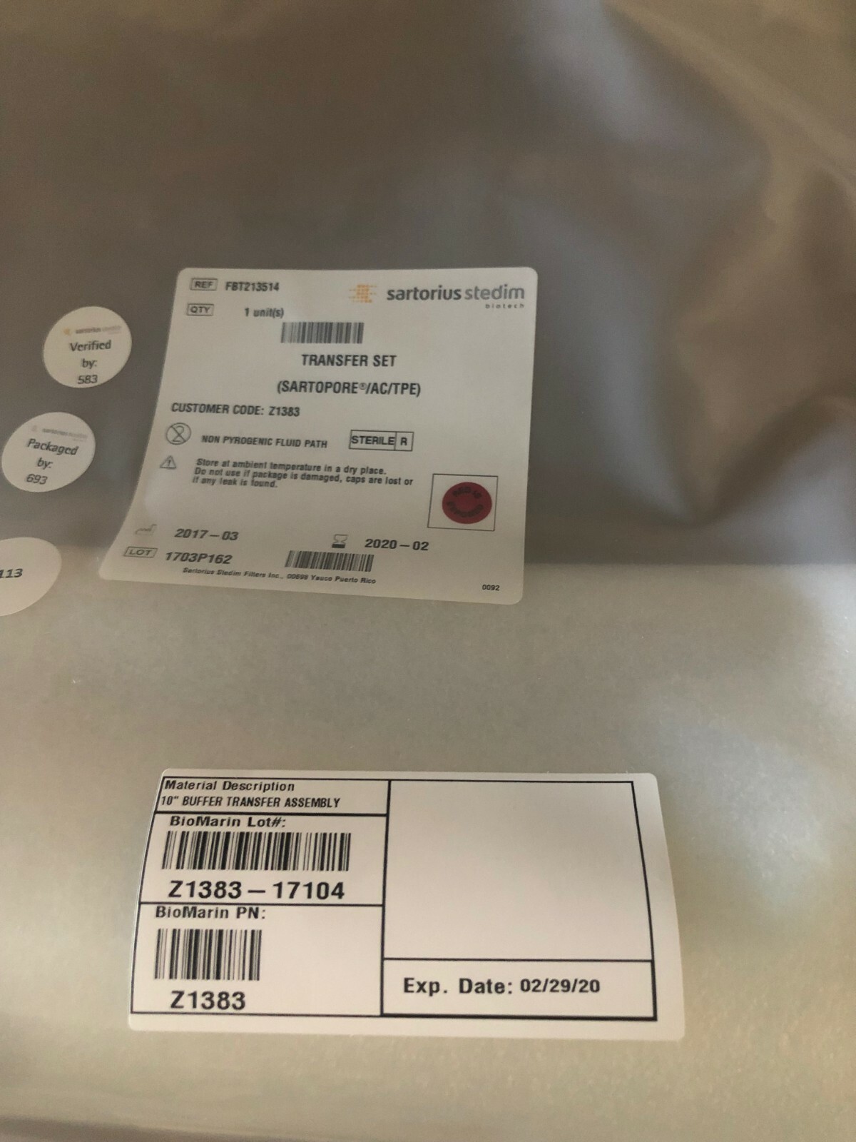 Sartorius Stedim FBT213514 Transfer Set Sartopore Buffer Transfer ...
