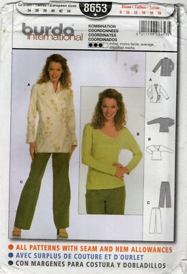 Burda 8653 Misses Wrap Jacket Top Pants Size 8 - 18 | eBay Australia
