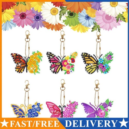 6pcs Diamond Painting Keychains Kit Handmade DIY Hanging Ornament ...