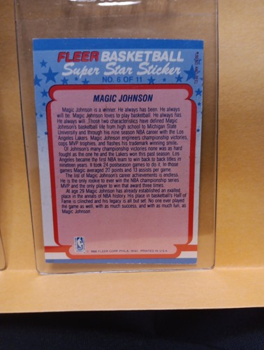 MAGIC JOHNSON LOT OF 2 1988 FLEER STICKERS #6 NM Fast Shipping Super ...