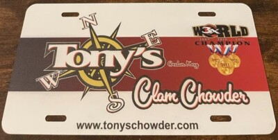 Tony's Clam Chowder Booster License Plate 3 time World Champion | eBay