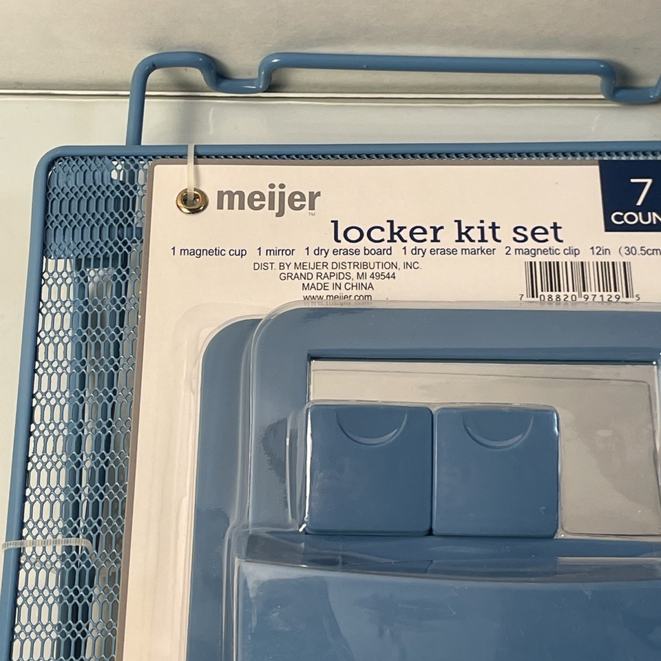 Meijer Locker Kit Set 7-Piece Blue Magnetic Shelf Mirror Dry Erase New ...