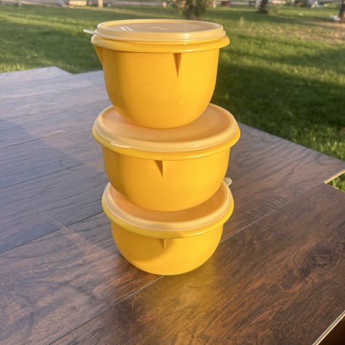 (Lot Of 3) Tupperware Vintage Bowls w/ Clear Lids Yellow | eBay