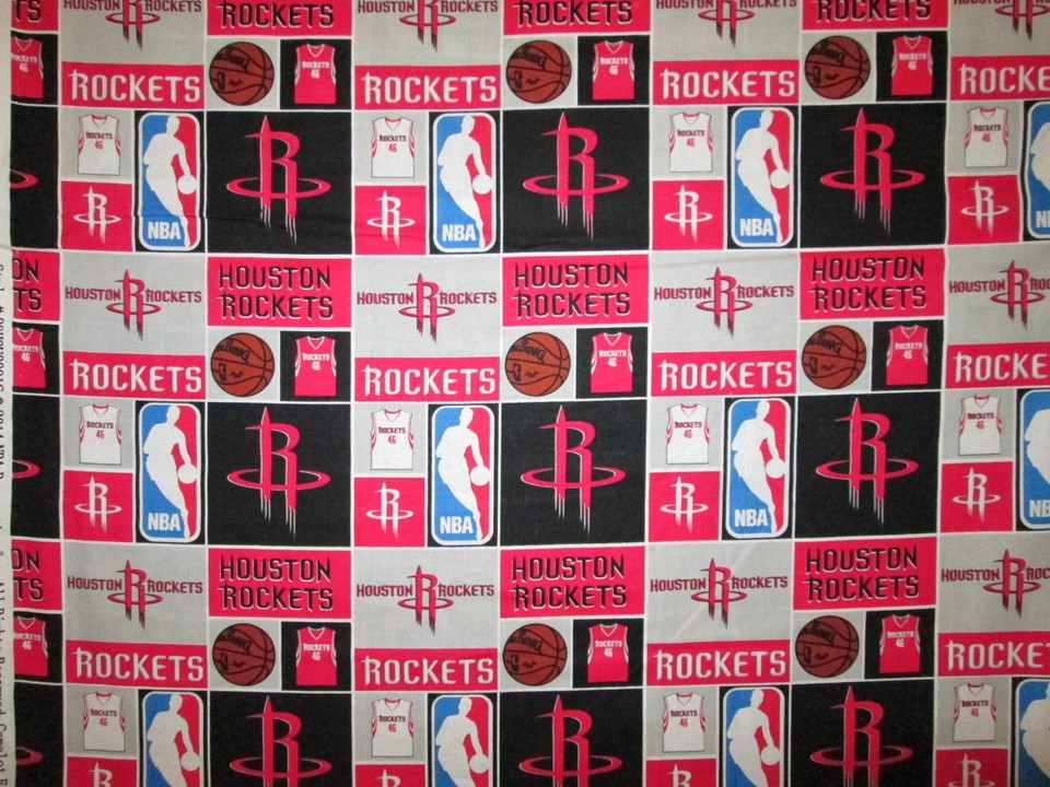 HOUSTON ROCKETS CHECKED NBA BASKETBALL LICENSED QUILTING COTTON FABRIC ...