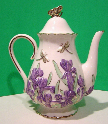 LENOX SPRINGTIME SPLENDOR TEAPOT Iris Parvaneh Holloway Dragonfly NEW ...