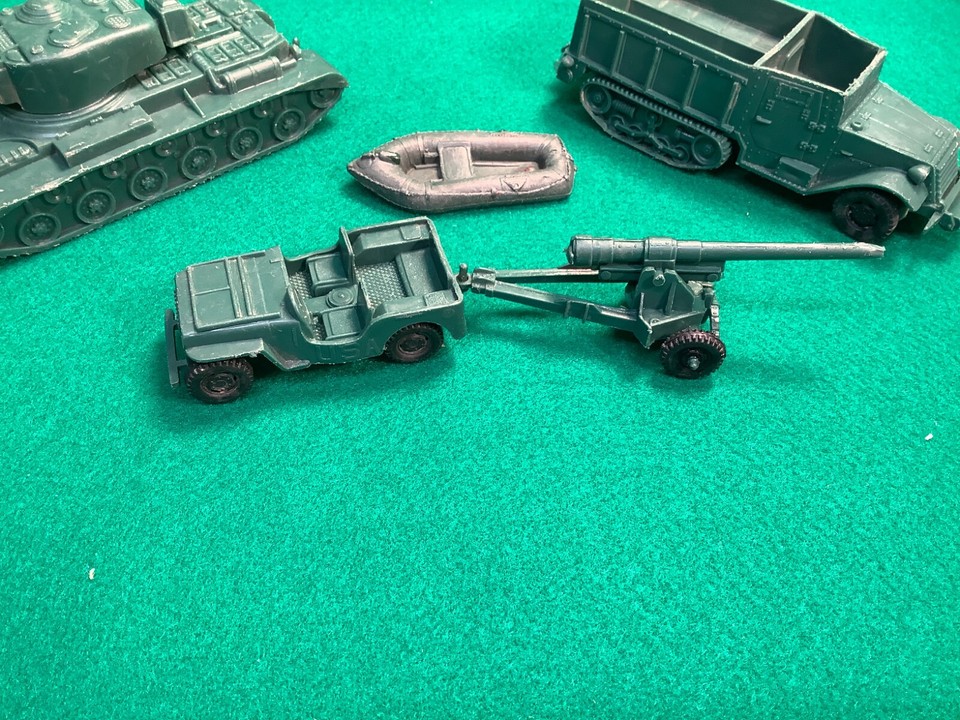 VINTAGE MARX BATTLEGROUND PLAYSET U.S. TANK HALF TRACK JEEP CANNON ...