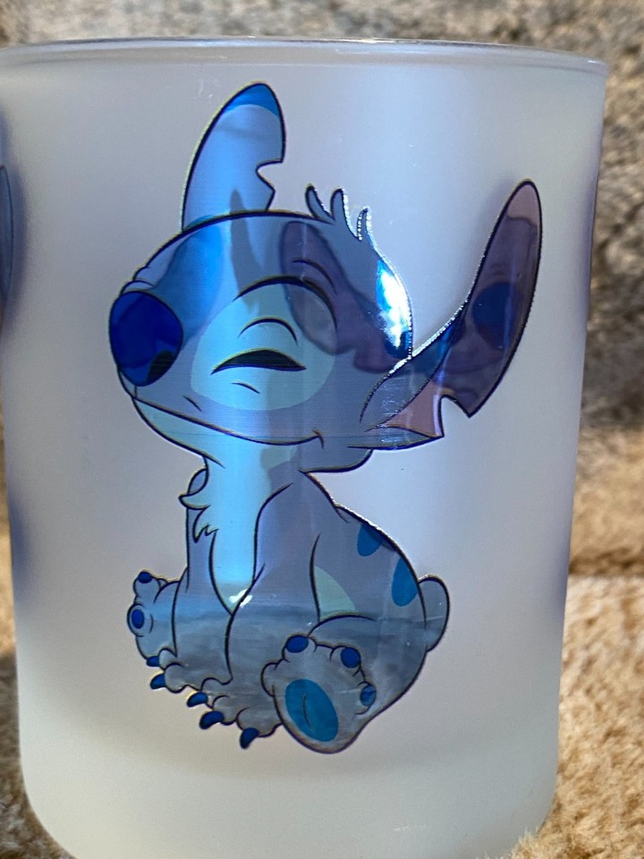 Disney Stitch Clear Frosted Drinking Glass 4" Stitch 3 Poses Cup | eBay