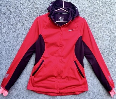 Nike Running Dri Fit Zip Up Jacket Women's M Reflective Zip In Hood ...
