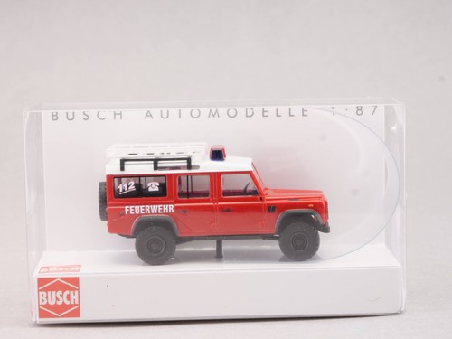 Busch 50321 Land Rover Defender Fire Brigade Model Car Mint! Boxed 1703 ...