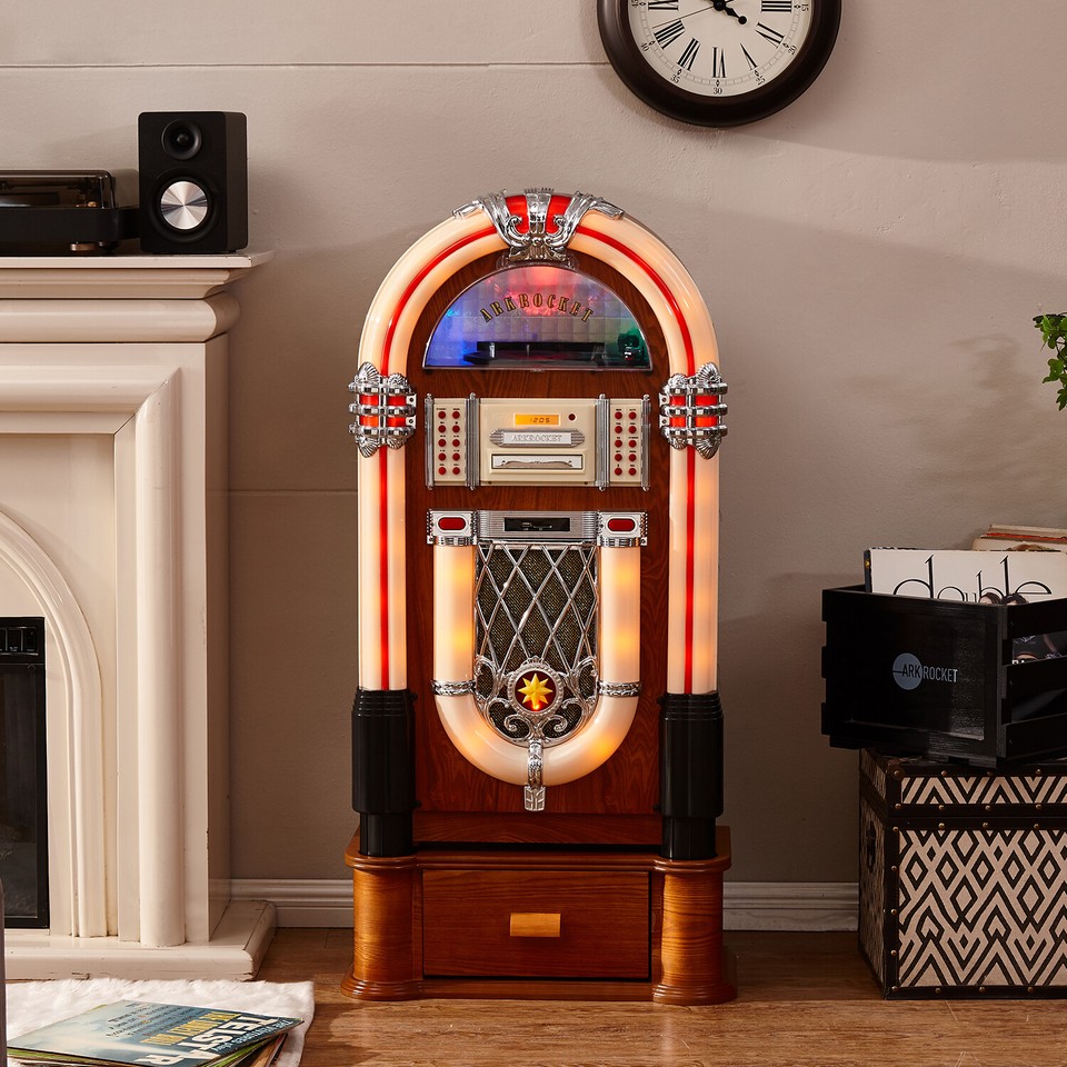 Arkrocket Taurus II Mid-Size Jukebox Vinyl Record Player Bluetooth CD ...