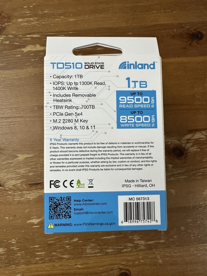 New Inland TD510 1TB 3D TLC NAND PCIe Gen 5 x 4 NVMe M.2 Internal SSD ...