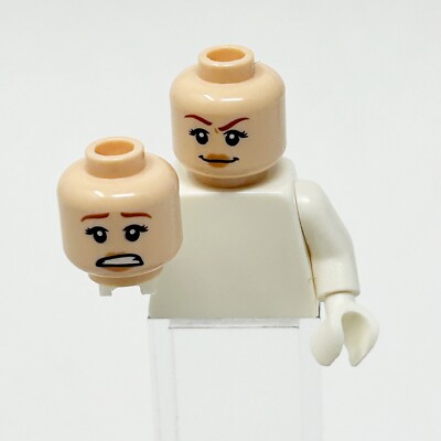 LEGO Minifigure Dual Head Female SCARED Open Mouth SMIRK Nougat Lips ...