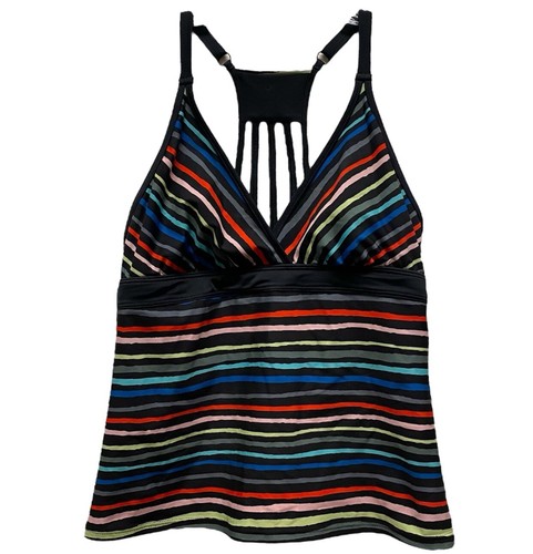 Title Nine Womens XS Black Tide Stripe Racerback Tankini Swim Tank Top ...