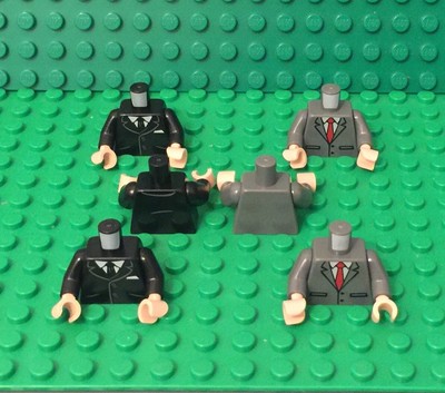 Lego 6 City Black / Dark Bluish Gray Suit With Tie Pattern Torso W ...