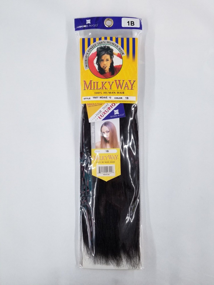 MilkyWay 100% Human Hair Yaky Weave Extension 10"-Off Black | eBay