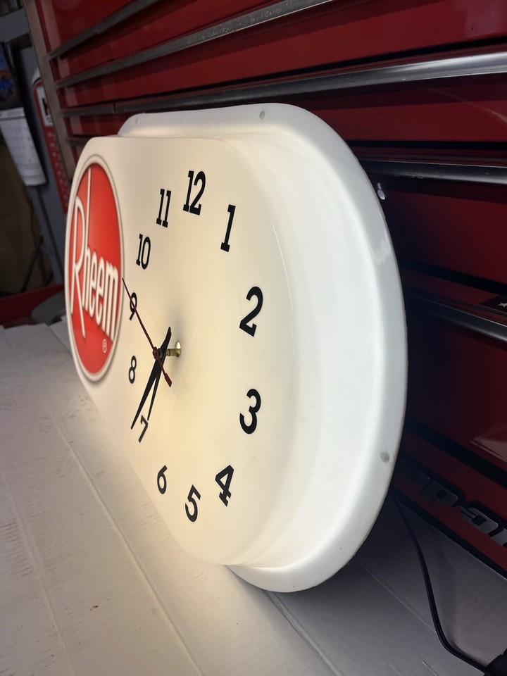 Vintage Rheem HVAC electric light up clock by Dualite, Unique | eBay