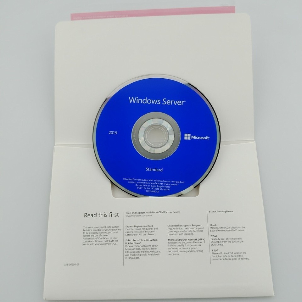 Microsoft Windows Server 2019 Standard 16 core DVD & Key New Sealed US ...