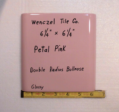 Vintage *Petal Pink* 6-1/4" Double Radius Bullnose Glossy Ceramic Tile ...