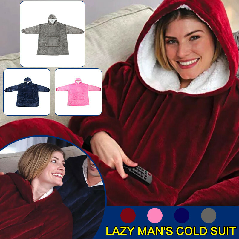 Men&Women Extra Long Hoodie Blanket Oversized Hooded Sweatshirt Sherpa ...