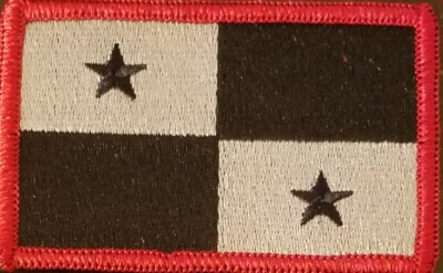 Panama Flag Patch Iron-On Gray & Black Tactical Morale Red Border | eBay