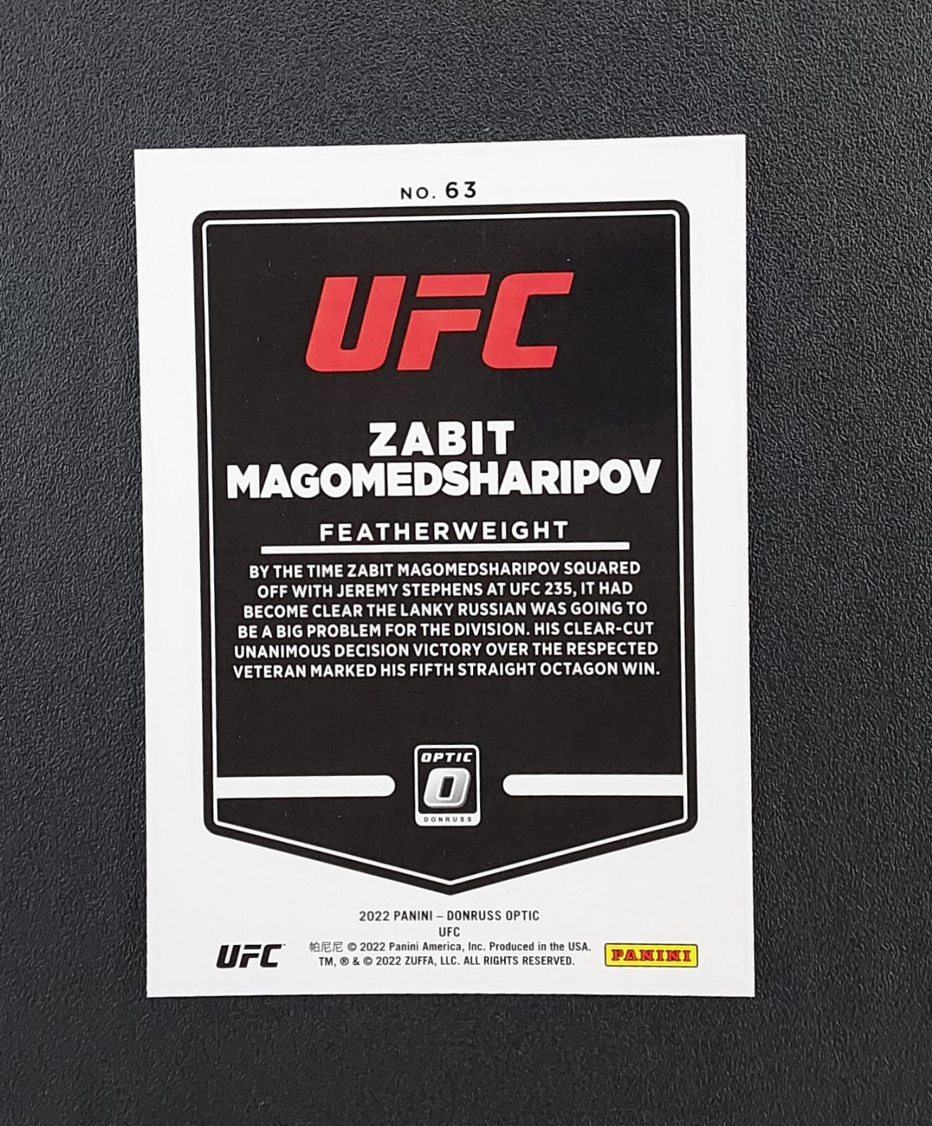 Zabit Magomedsharipov 2022 Panini Donruss Optic UFC #63 Base | eBay