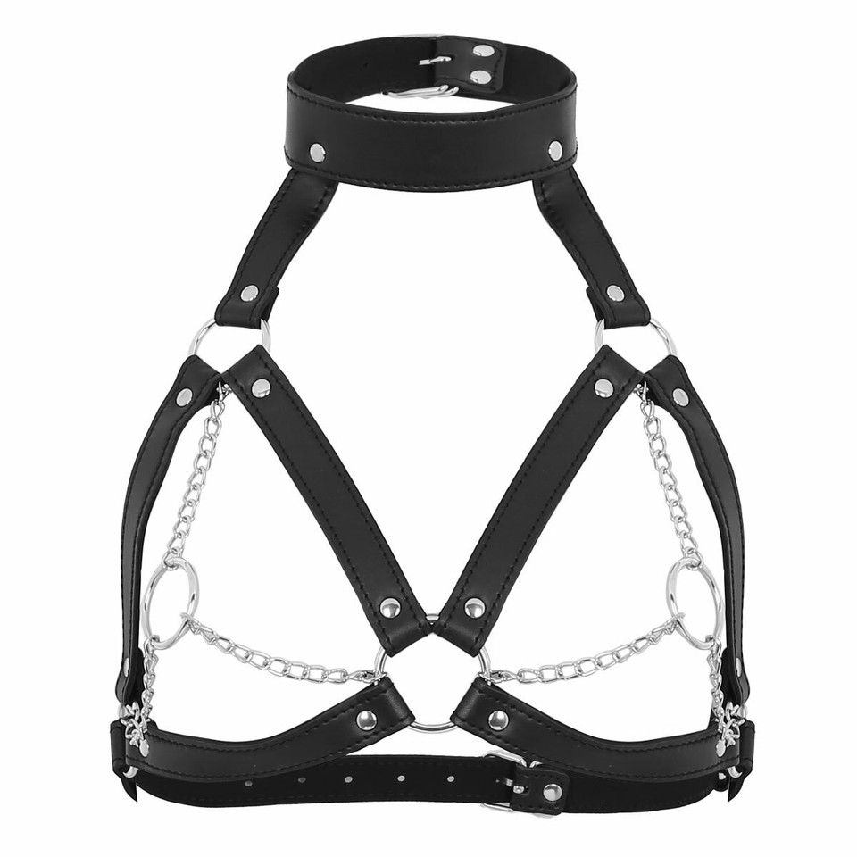 Women Adjustable Leather Harness Bra Body Chest Cage Belt Strap ...