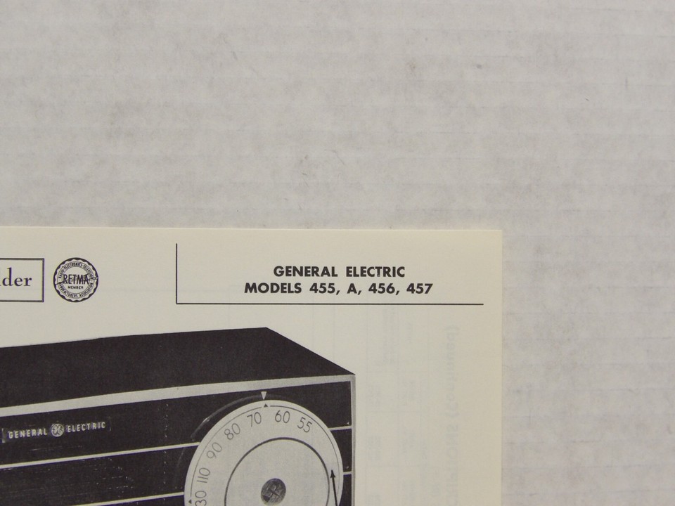 1950's Photofact Service Manual Schematic GENERAL ELECTRIC 455 A 456 ...