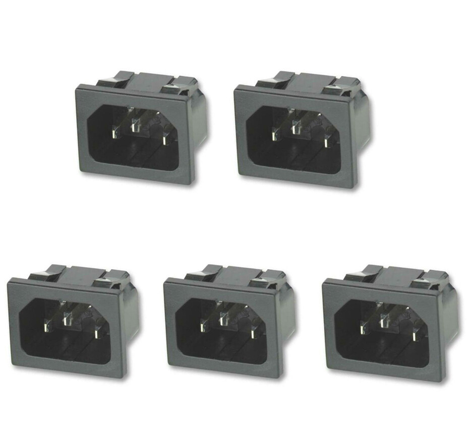 5 x IEC MALE Chassis snap fit Mains Kettle Socket mounting 240V PLUG ...