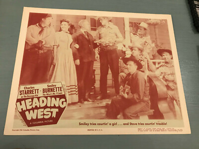 Heading West 1946 Columbia 11x14 western lobby card Charles Starrett ...