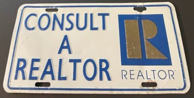 Consult A Realtor Booster License Plate Real Estate Agent Realty Broker ...