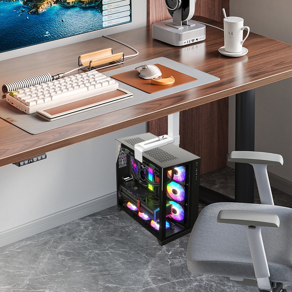 CPU Holder Under Desk Mount Adjustable Wall PC Mount Heavy Duty ...
