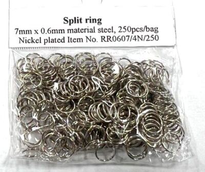500X Nickel Plated "One & 1/3 Loop" Split Rings 0.6 x 7 mm f/Jewelry ...