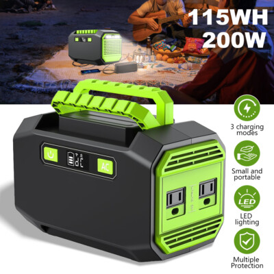 200W Power Station Phone Fast Charger AC DC Battery Bank Laptop Solar ...