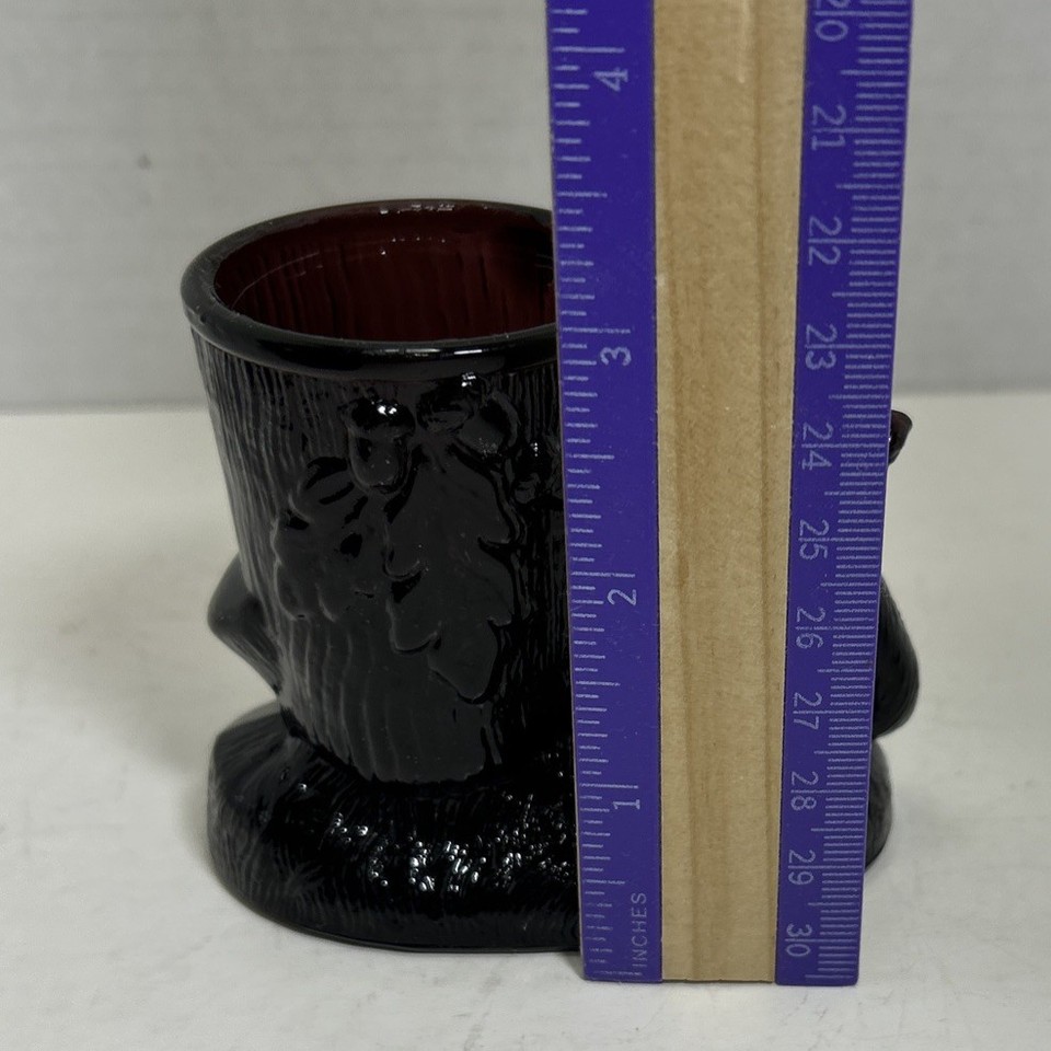 Westmoreland Amethyst Glass Squirrel Oak Leaf Tree Stump Toothpick ...