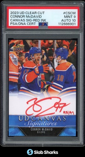 2023 CLEAR CUT CONNOR MCDAVID CANVAS SIGNATURES RED INK AUTO /97 PSA 9 ...