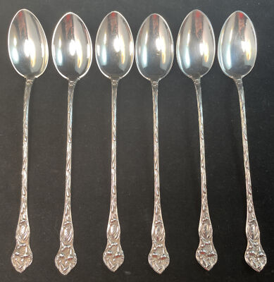 Set Of 6 Sterling Silver Watson Lily Pattern Ice Tea / Parfait Spoons 7 ...