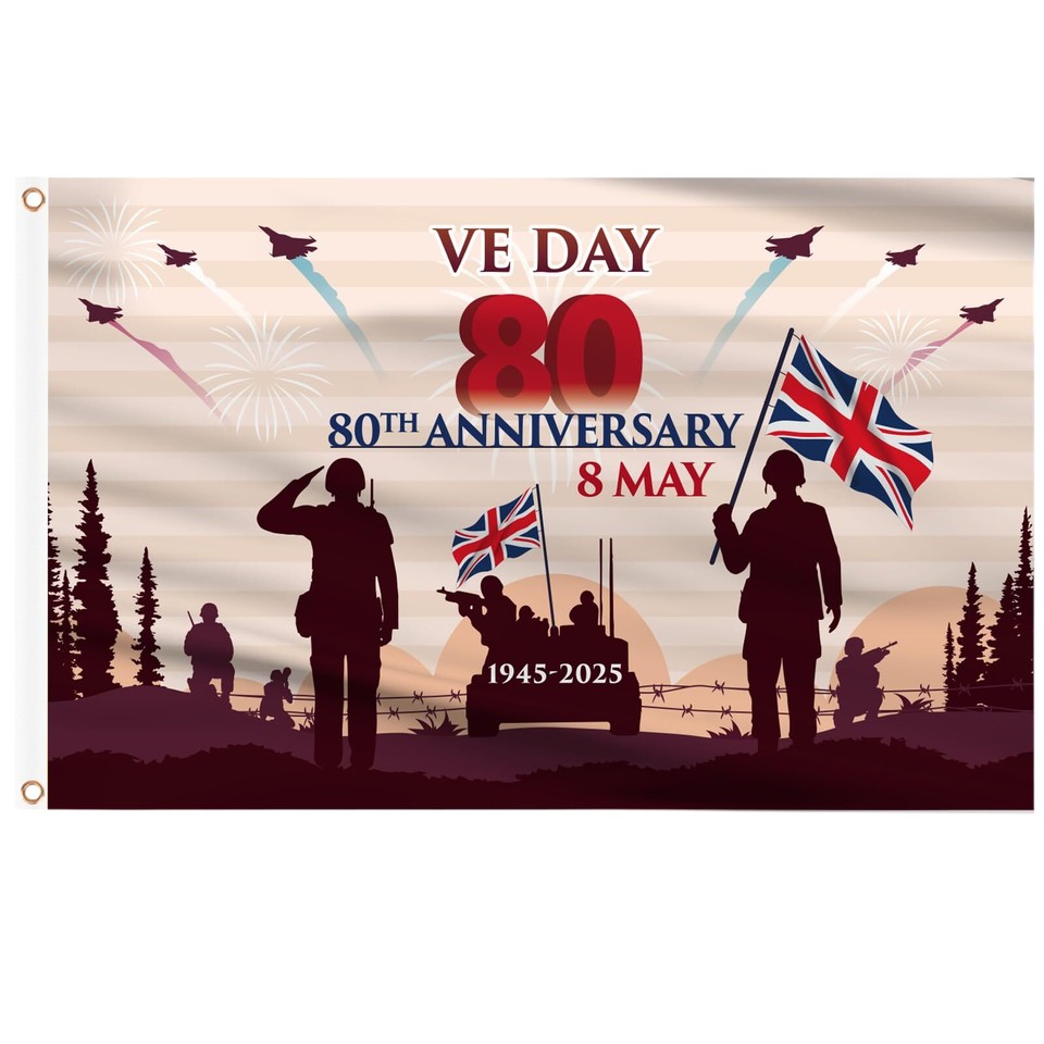 VE Day Flag 80th Anniversary Banner Decorations Victory In Europe ...