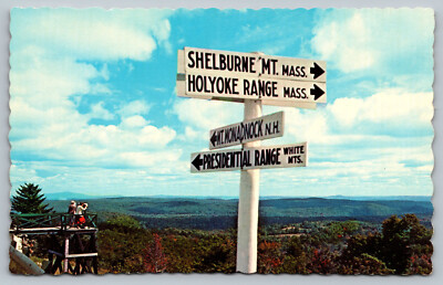 Postcard Hogback Mountain, Vermont, Lookout And Directional Sign B11 | eBay