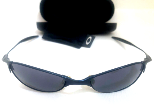 RARE OAKLEY WIRE TAP 1.0 SUNGLASSES Cobalt Blue Frames w/ Black Iridium ...