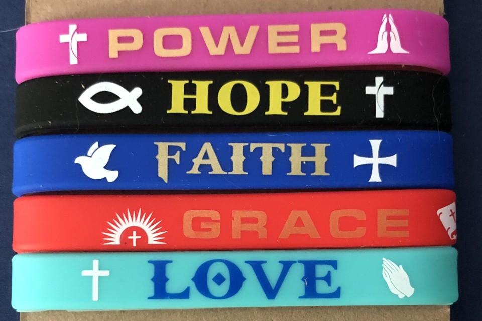 5 Pcs Silicone Christian Bracelet - Bible Verse Bracelets Power, Hope ...