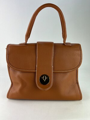 Talbots Top Handle Pebble Leather Satchel Handbag Purse Classic Cognac ...
