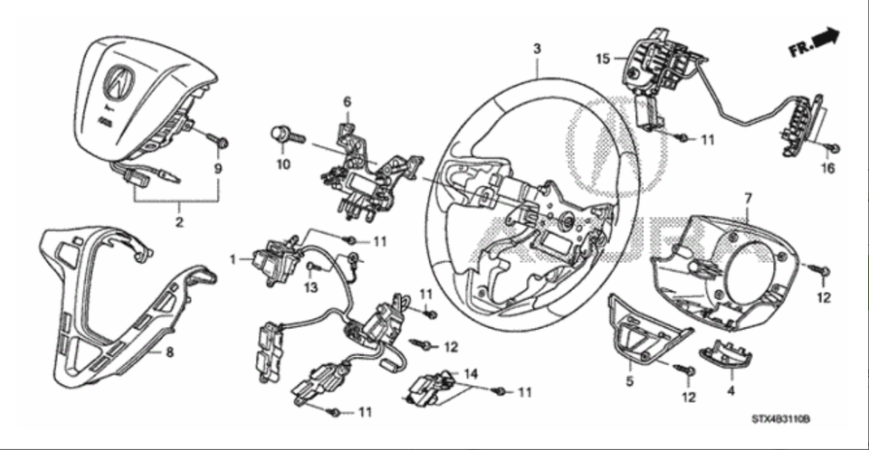 OEM 10-13 Acura MDX YD2 Advance Steering Wheel Complete Base Switch ...