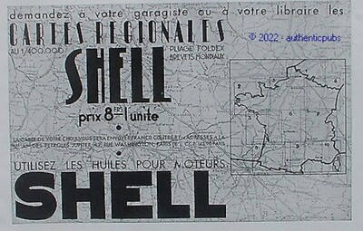 PUBLICITE SHELL HUILE MOTEUR CARTE REGIONALE FRANCE DE 1956 FRENCH AD ...