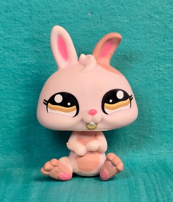 Littlest Pet Shop LPS #1366 DWarf Bunny Rabbit Pink Short Ears Brown ...