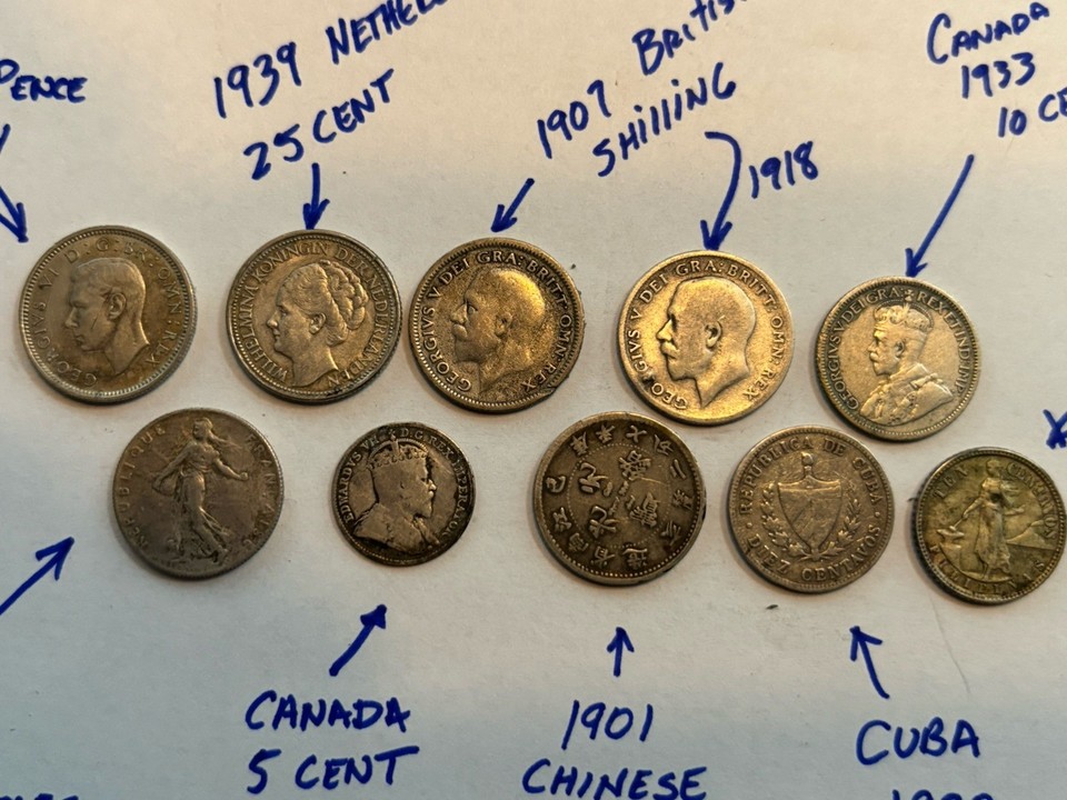 Lot of Vintage Foreign Coins containing SILVER | eBay